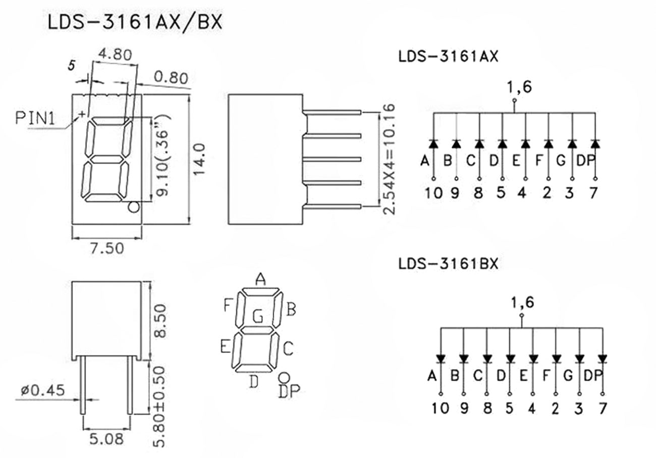 3611AS, OK, КРАСНЫЙ Индикатор 7-сегментный 1 разряд - купить Харьков ...